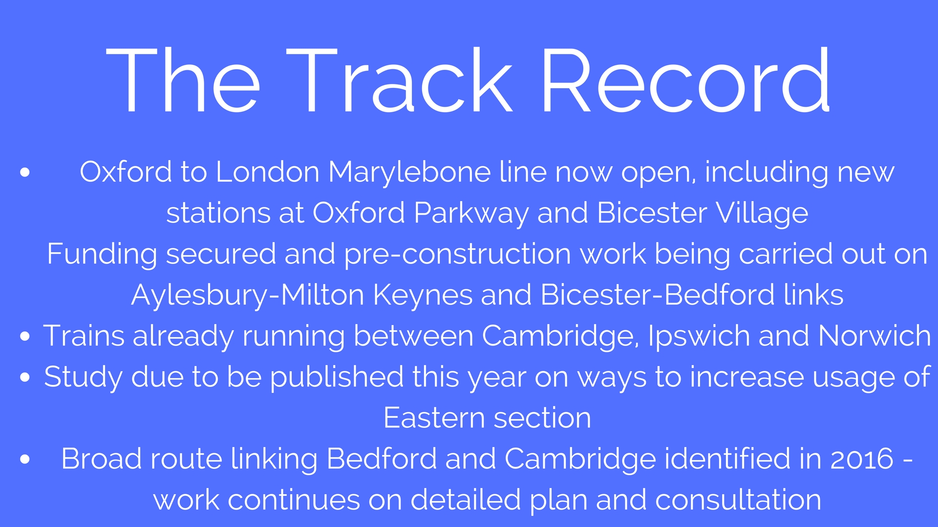 Track Record East West Main Line Partnership Track Record East West Main Line Partnership